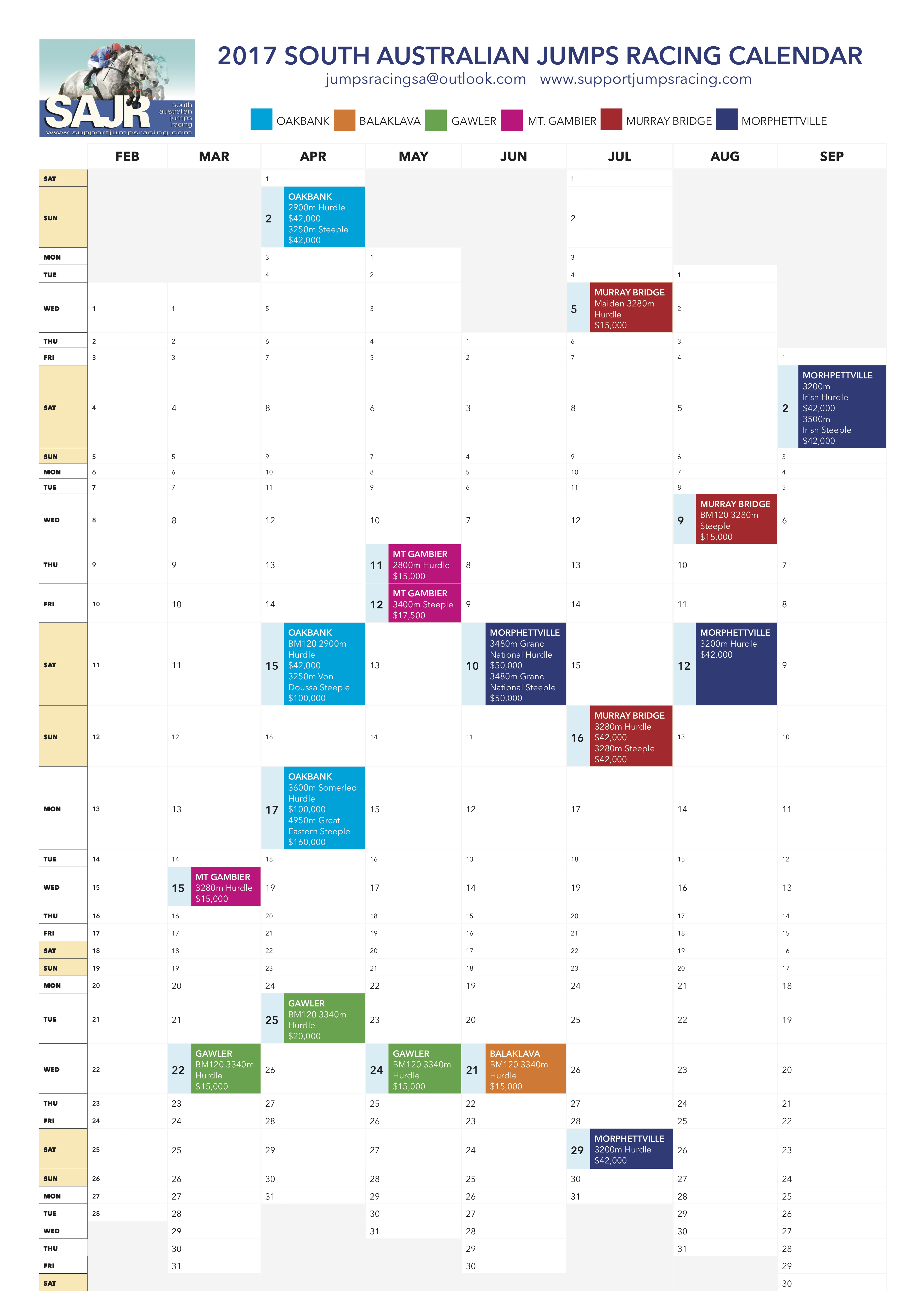 2017 South Australian Jumps Racing Calendar – South Australian Jumps Racing